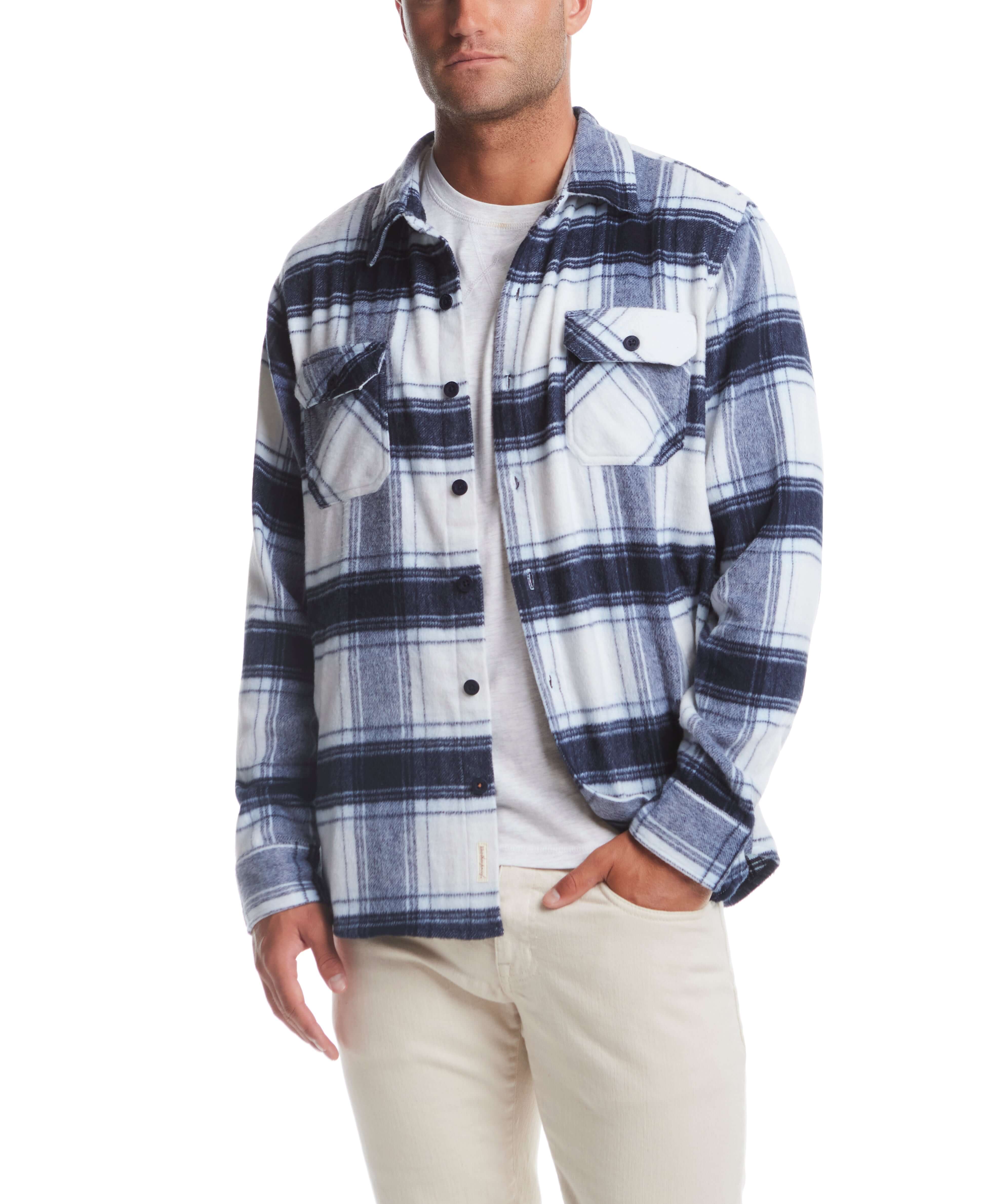 Brushed Unlined Shirt Jacket in White Plaid – Weatherproof® Vintage